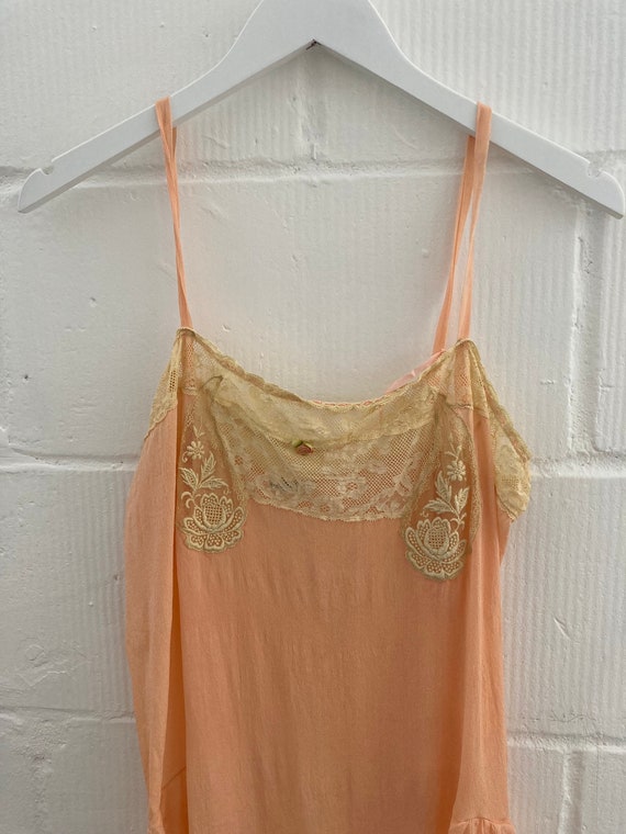 1920s 1930s Silk Chiffon Peach Teddy Playsuit Champag… - Gem