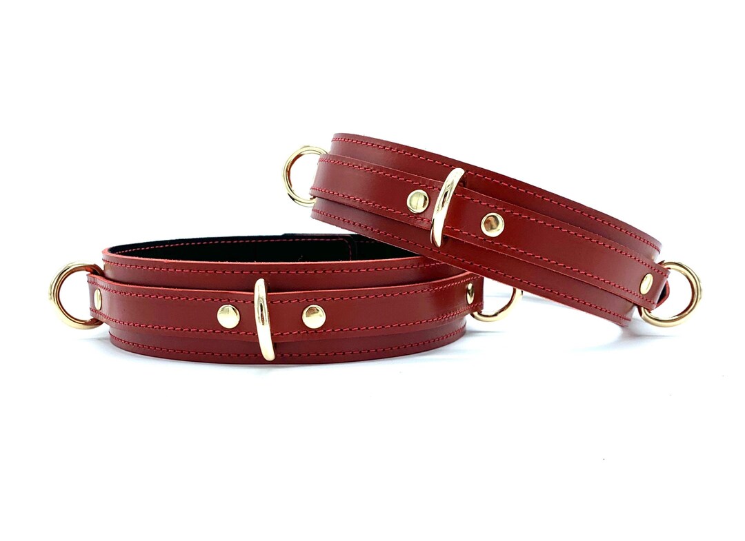 Bondage Thigh Cuffs "tango", Leather Leg Restraint Straps for BDSM ...