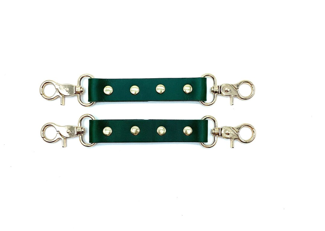 BDSM Connectors mona, Green Leather 2-way Connector for Bondage ...