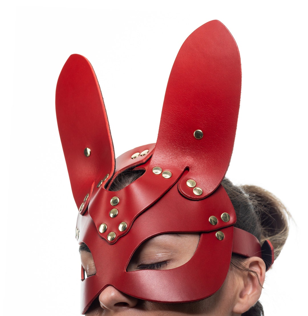 BDSM Bunny Mask, Italian Leather Face Mask, Sexy Bunny Costume Mask - Etsy