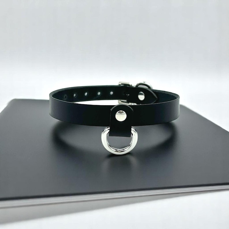 Black Leather D-ring Choker MAYA, Handmade Minimalist Collar ...