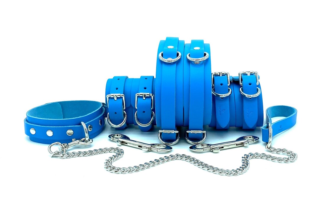 7 Piece Bondage Kit candice, Italian Leather BDSM Restraints XS to XXL ...