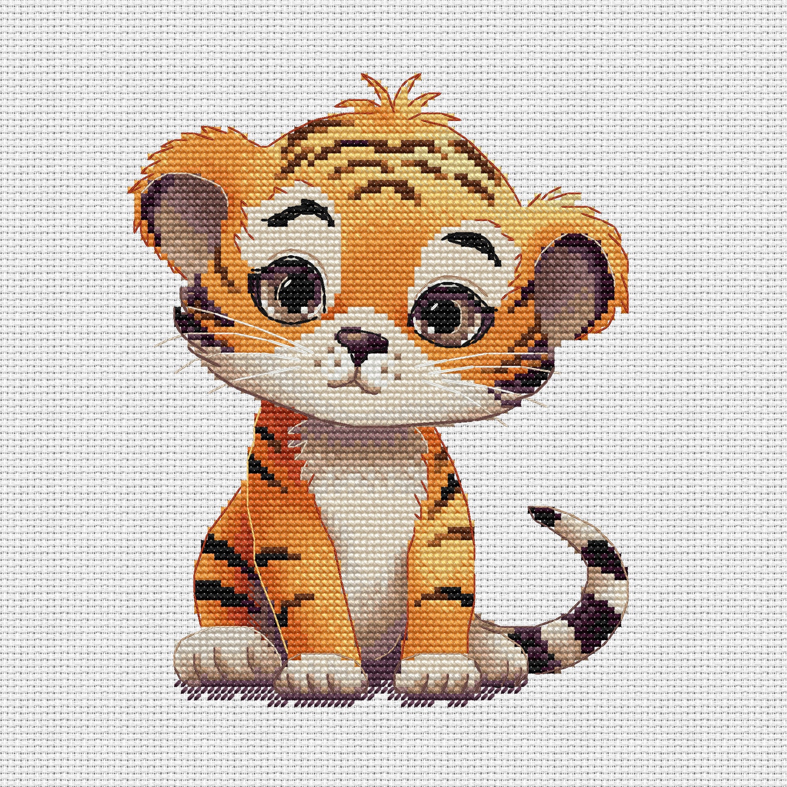 Tiny Tiger Cross Stitch Pattern PDF, Tiger Embroidery Pattern, Little ...