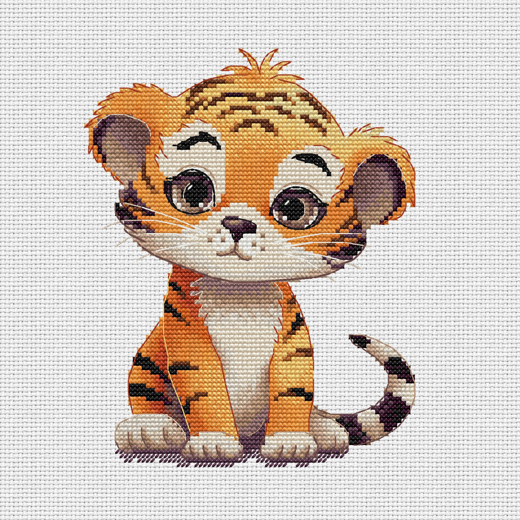 Tiny Tiger Cross Stitch Pattern PDF, Tiger Embroidery Pattern, Little ...