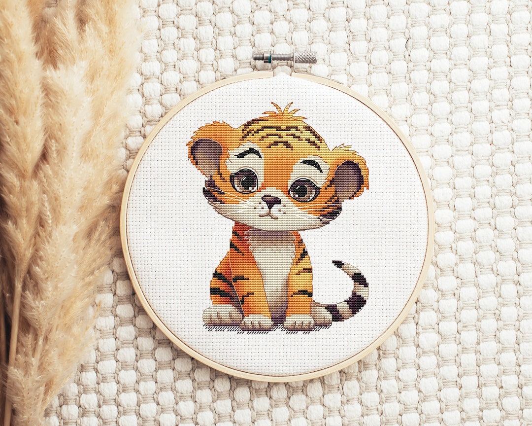 Tiny Tiger Cross Stitch Pattern PDF, Tiger Embroidery Pattern, Little ...