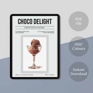 Chocolate Ice Cream Counted Cross Stitch Pattern, Ice Cream Scoop ...