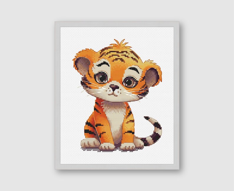 Tiny Tiger Cross Stitch Pattern PDF, Tiger Embroidery Pattern, Little ...