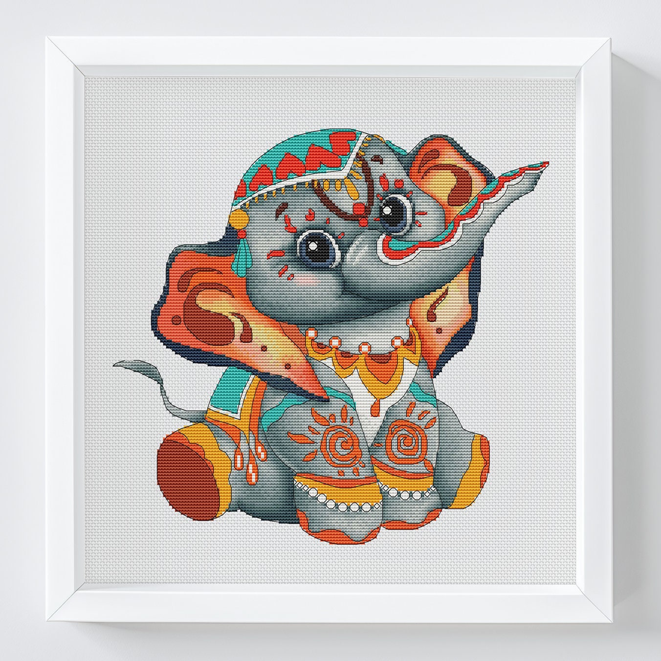 Elephant Cross Stitch Pattern, Cute Indian Elephant Counted Cross ...