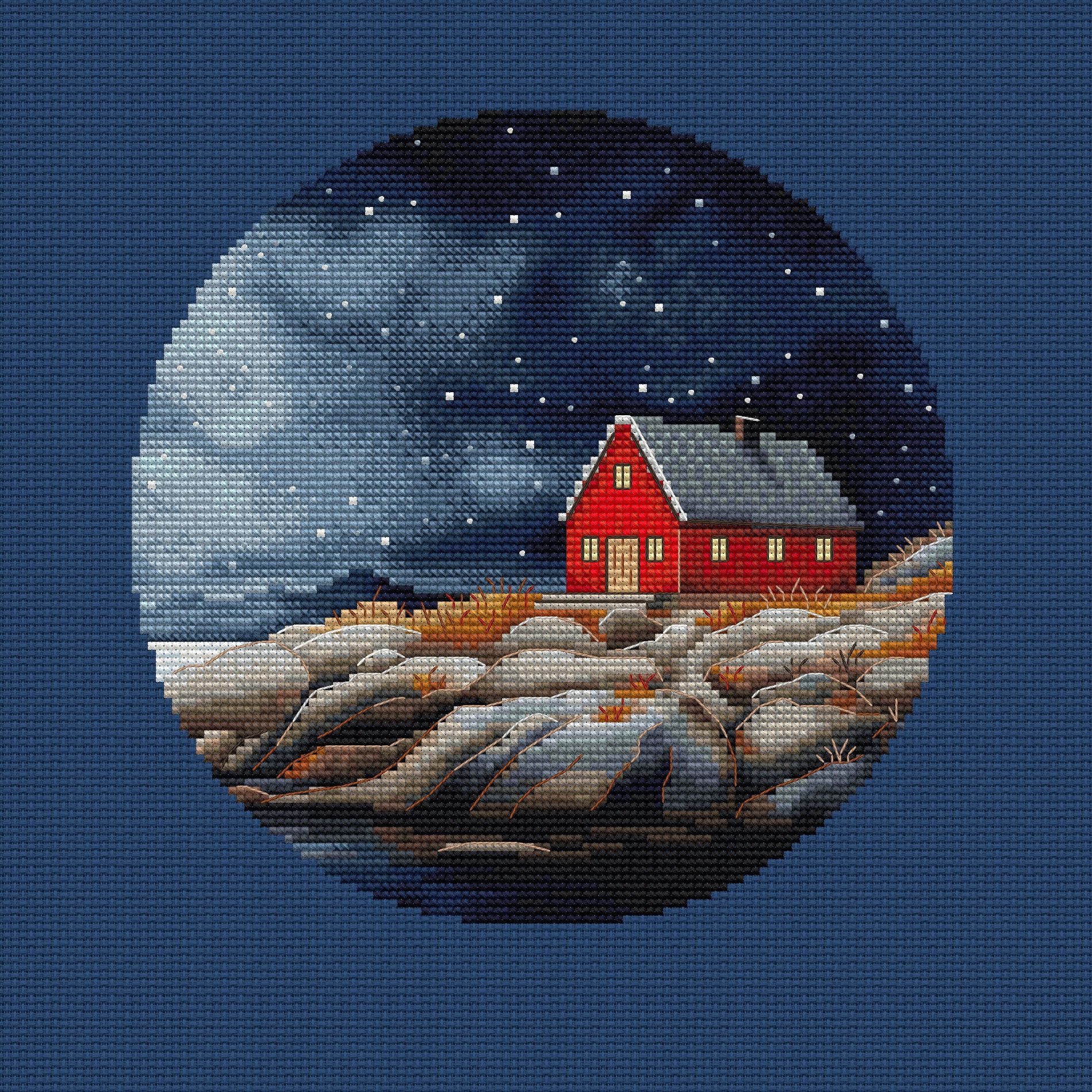 Starry Night Cross Stitch Pattern, Nordic Night Counted Cross Stitch ...