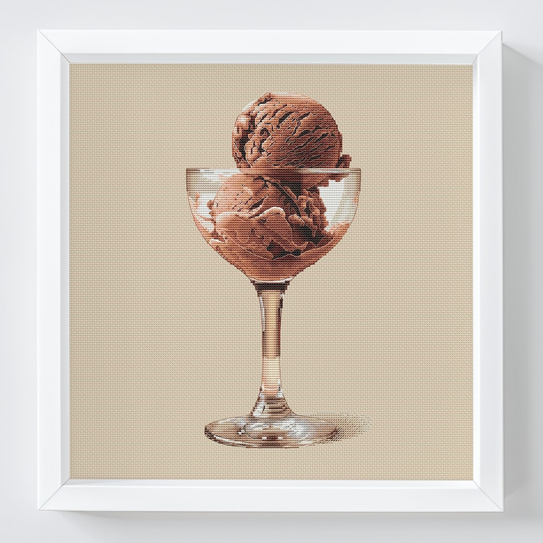 Chocolate Ice Cream Counted Cross Stitch Pattern, Ice Cream Scoop ...