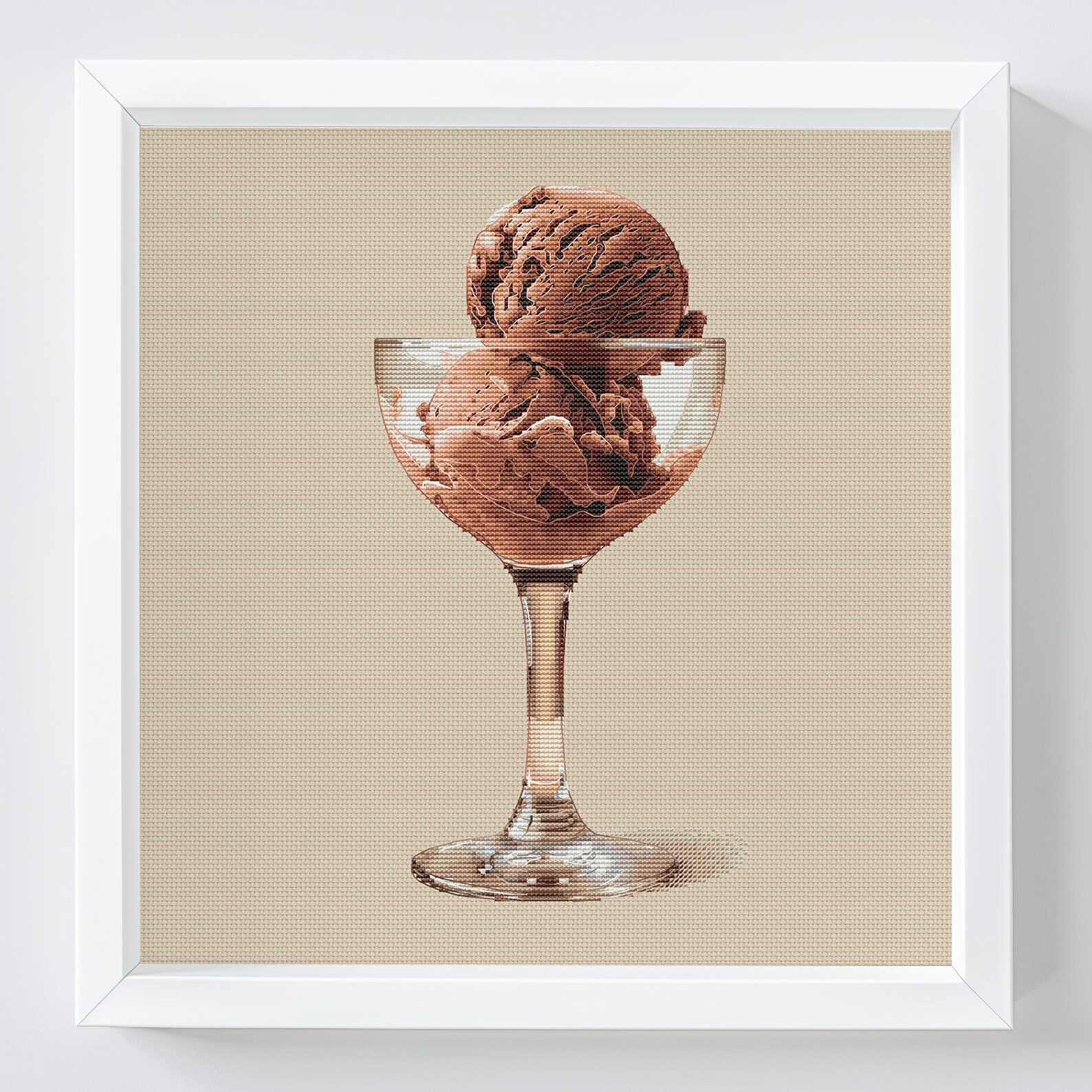 Chocolate Ice Cream Counted Cross Stitch Pattern, Ice Cream Scoop ...