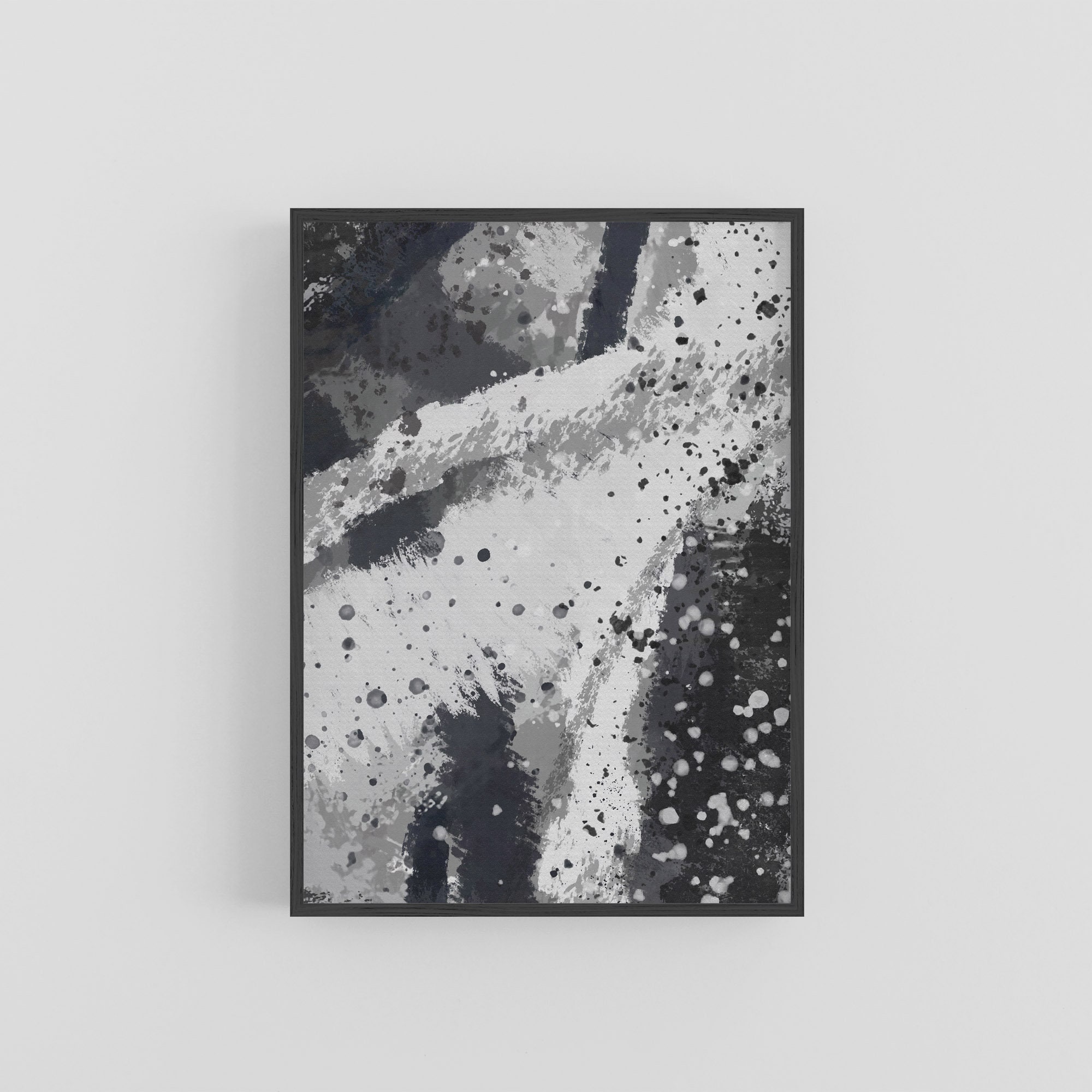 Abstract Painting Print, Black Abstract Wall Art, Brush Strokes Poster ...