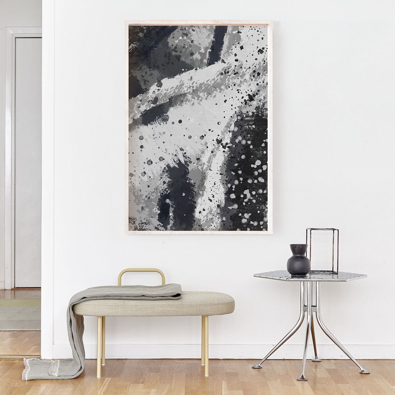 Abstract Painting Print, Black Abstract Wall Art, Brush Strokes Poster ...