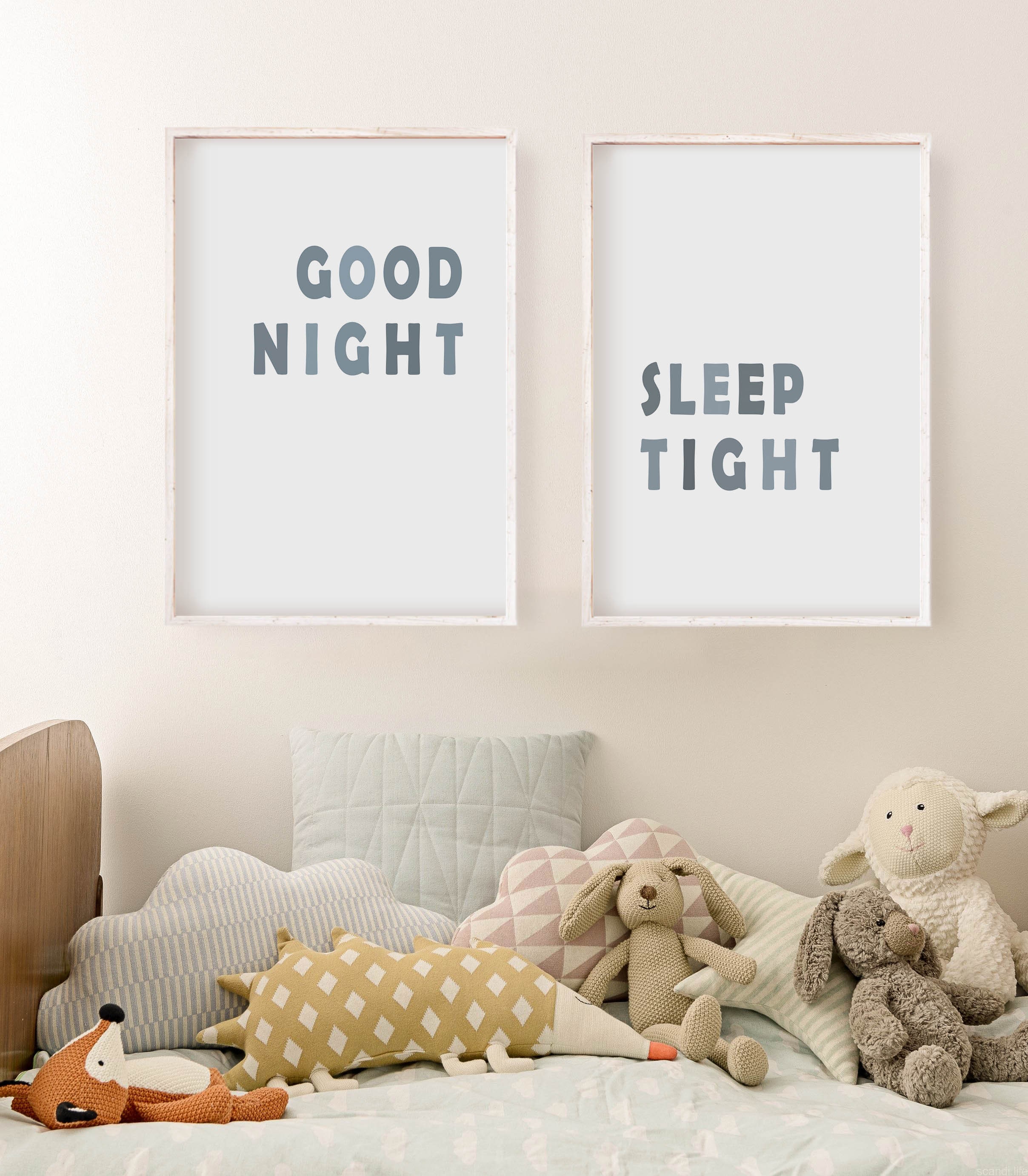 Good Night Sleep Tight Print, Kids Room Decor, Nursery Wall Art, Blue ...