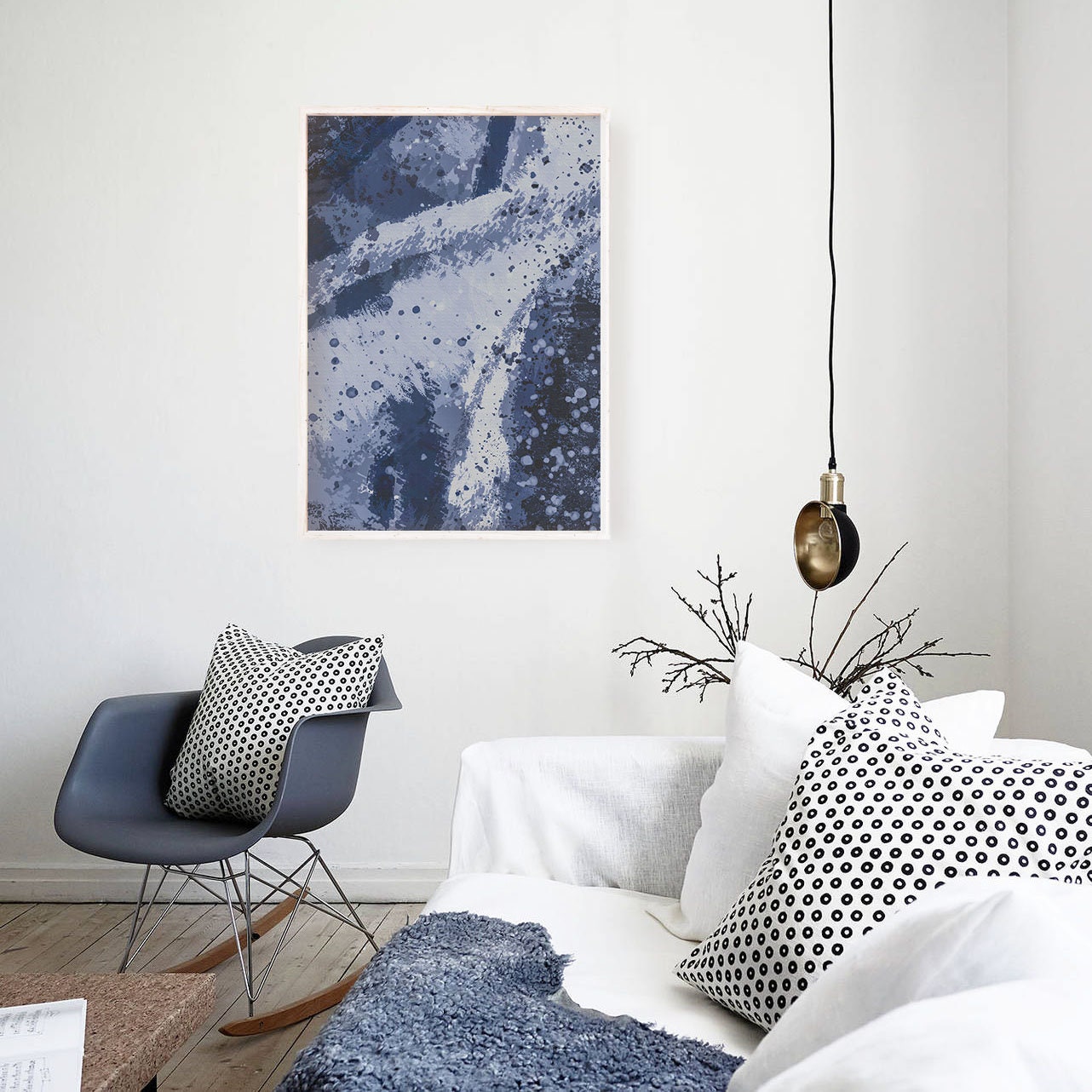 Abstract Painting Print Blue Abstract Wall Art Brush Strokes - Etsy