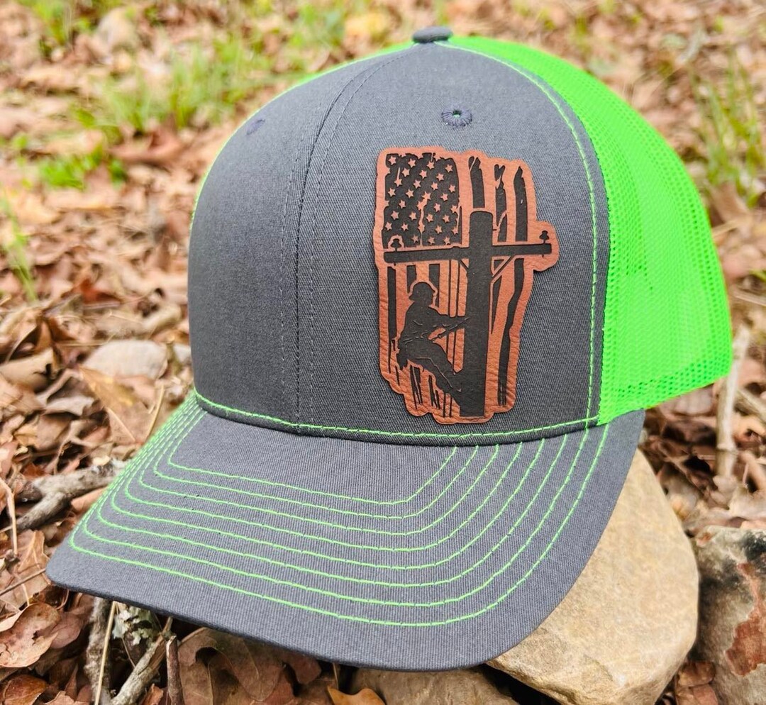 Lineman Flag Leatherette Hat Patch With Adhesive Backing - Etsy
