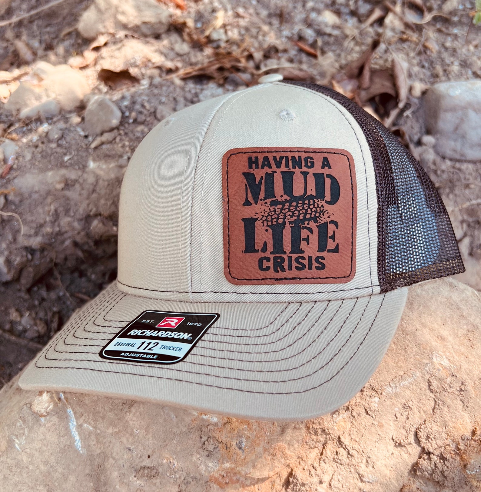 Mud Life Crisis Leatherette Hat Patch With Adhesive Backing - Etsy