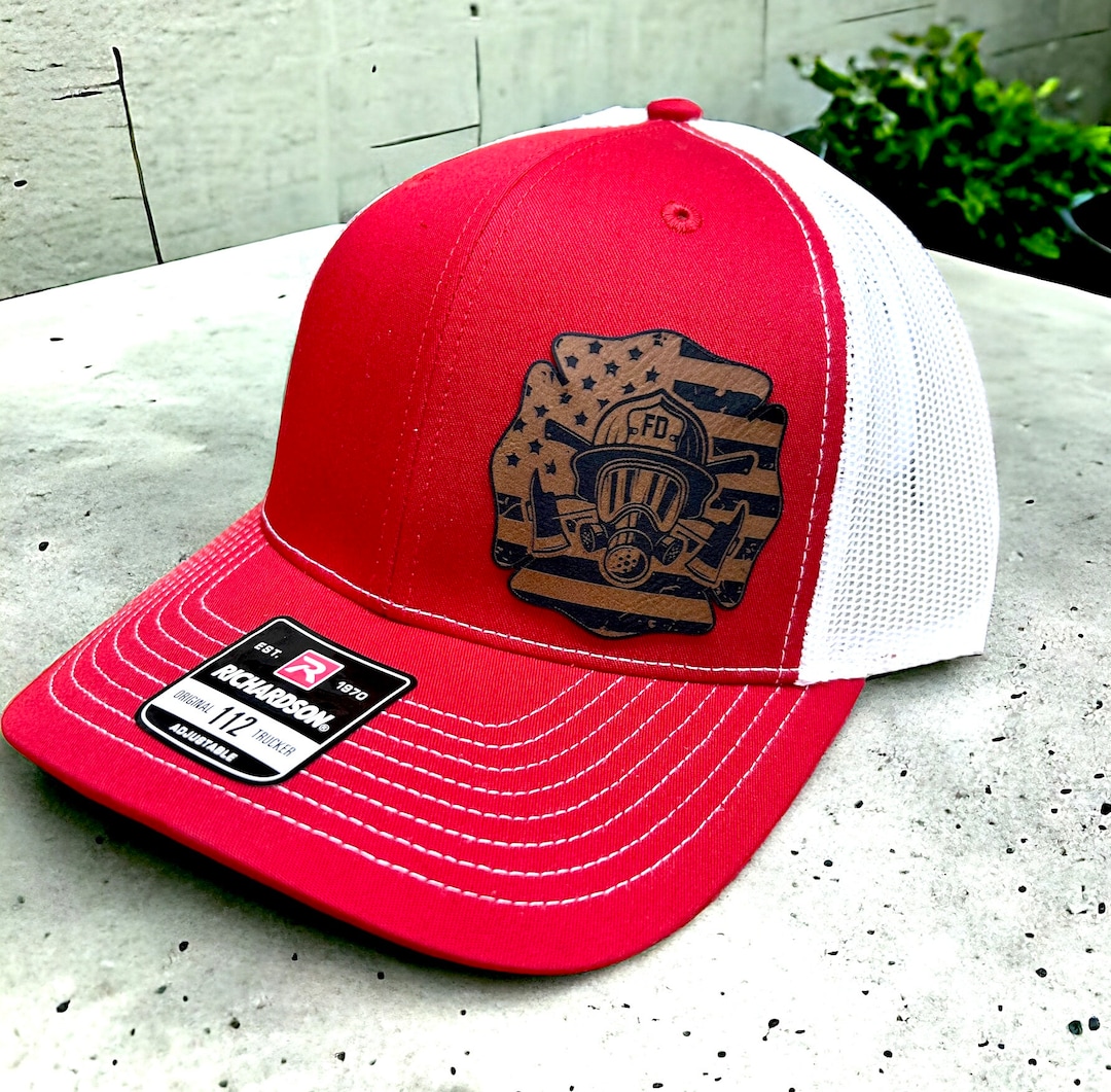 Firefighter Maltese Cross Leatherette Hat Patch With Adhesive Backing ...