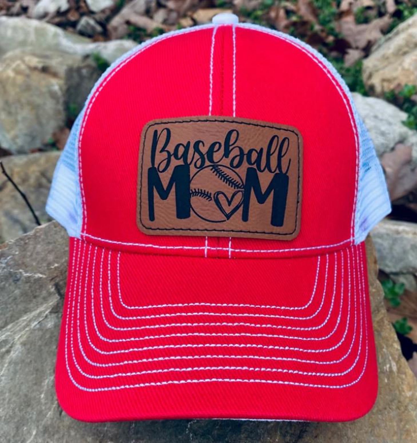 Baseball Mom Leatherette Hat Patch With Adhesive Backing - Etsy