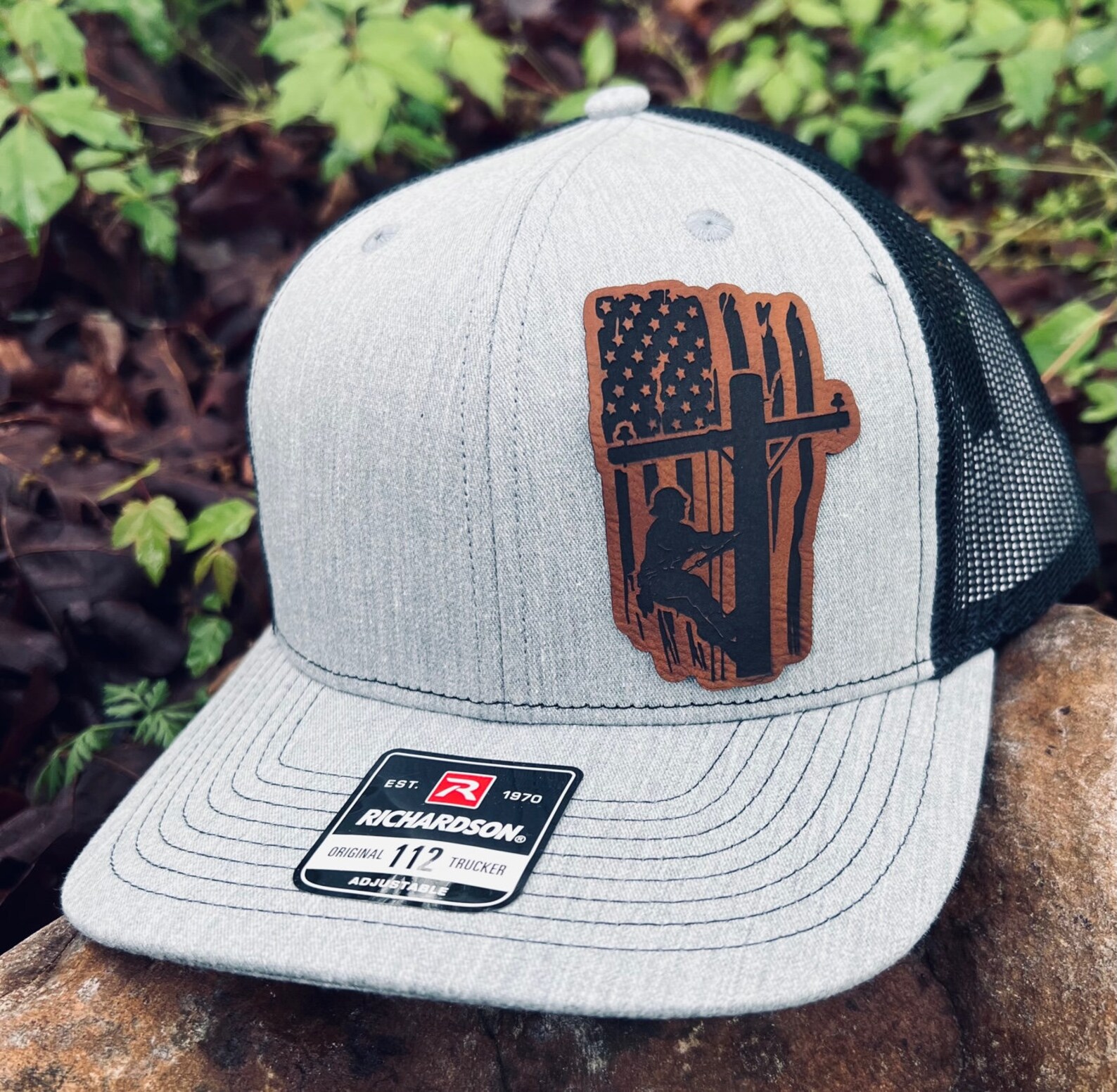 Lineman Flag Leatherette Hat Patch With Adhesive Backing - Etsy