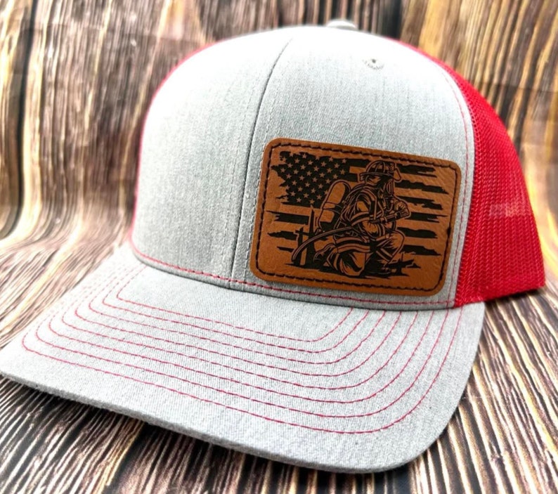 Firefighter Flag Leatherette Hat Patch With Adhesive Backing - Etsy