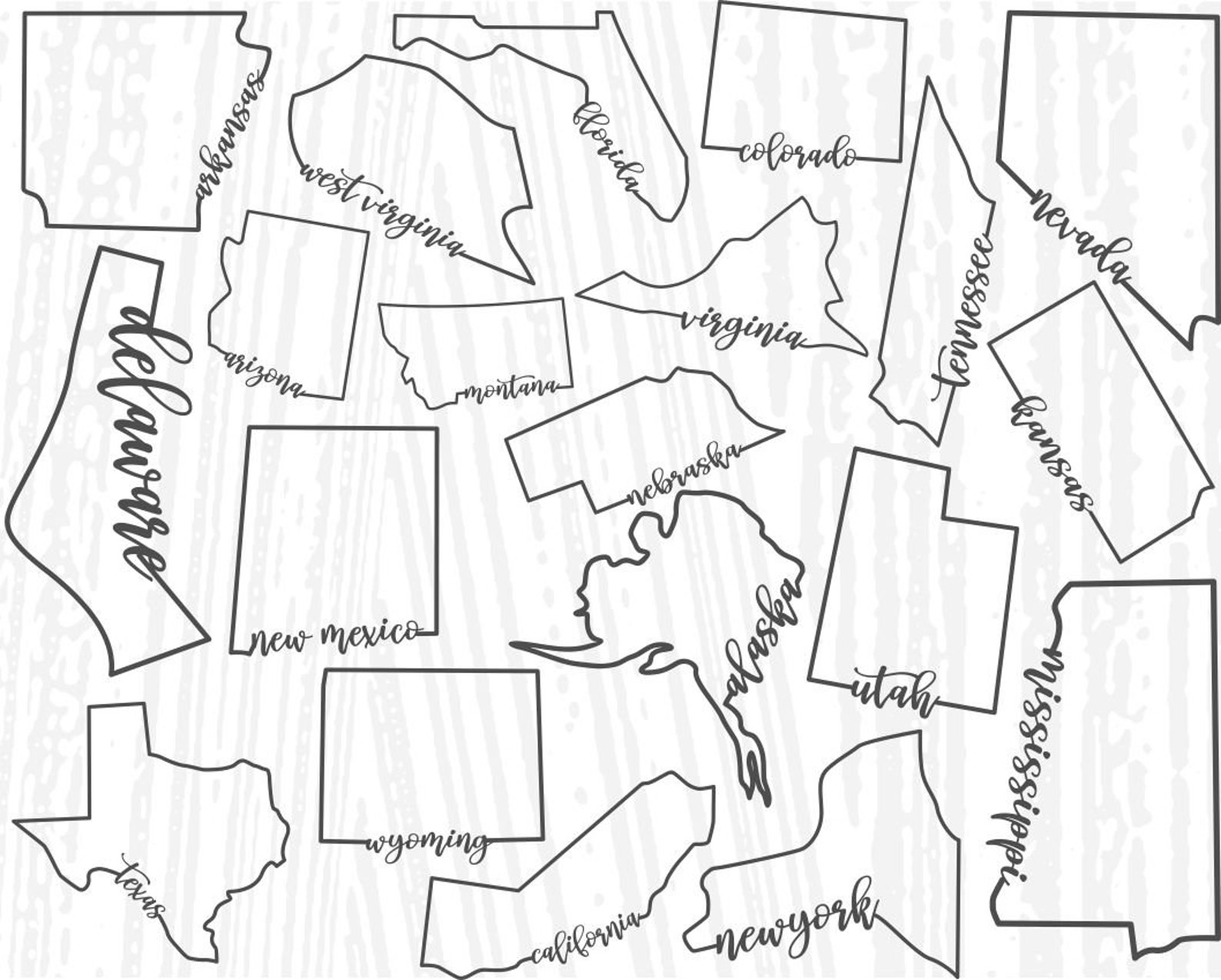 All 50 states outline Svg bundle United States Svg US | Etsy