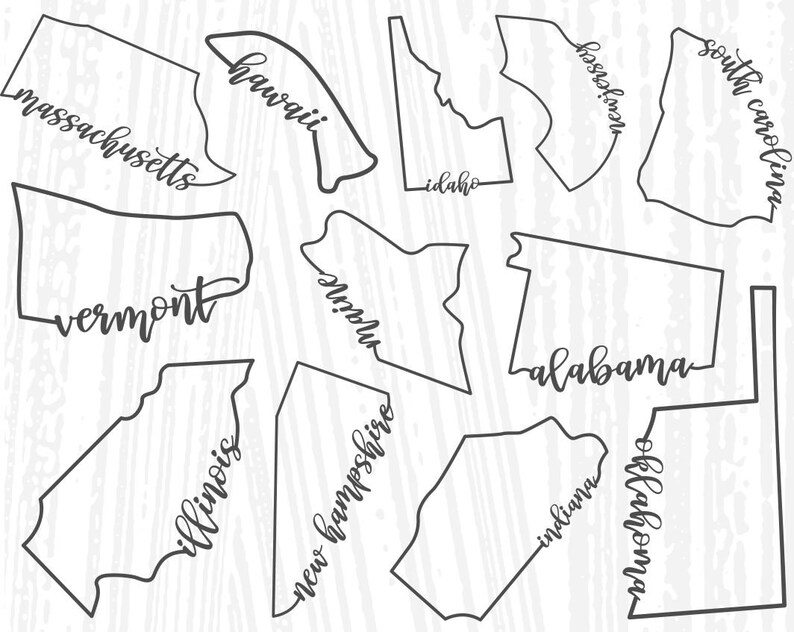 All 50 States Outline Svg Bundle United States Svg US - Etsy