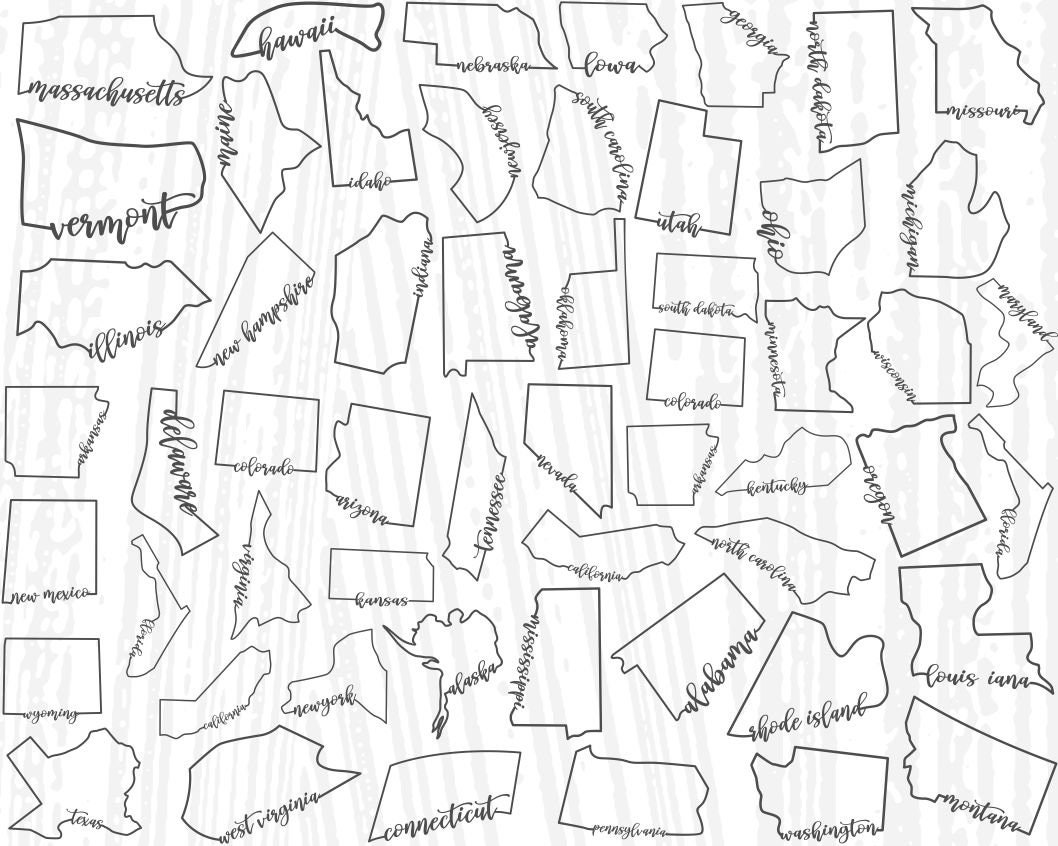 100 50 States Svg Bundle Outline United States Map Svg Etsy Images