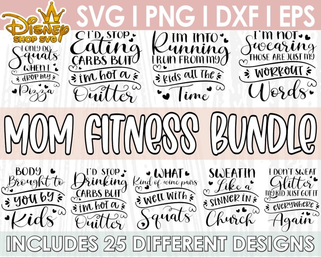 Mom Fitness Svg Bundle,funny Mom Gym Svg, Mother's Day, Working Out ...