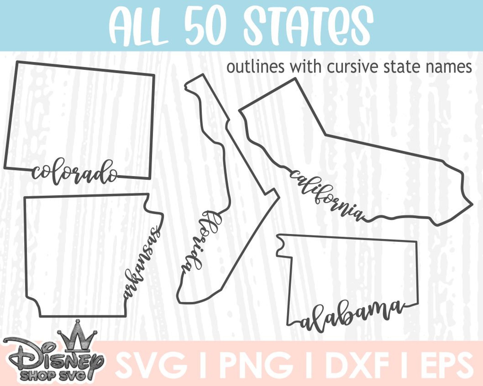 All 50 states outline Svg bundle United States Svg US | Etsy