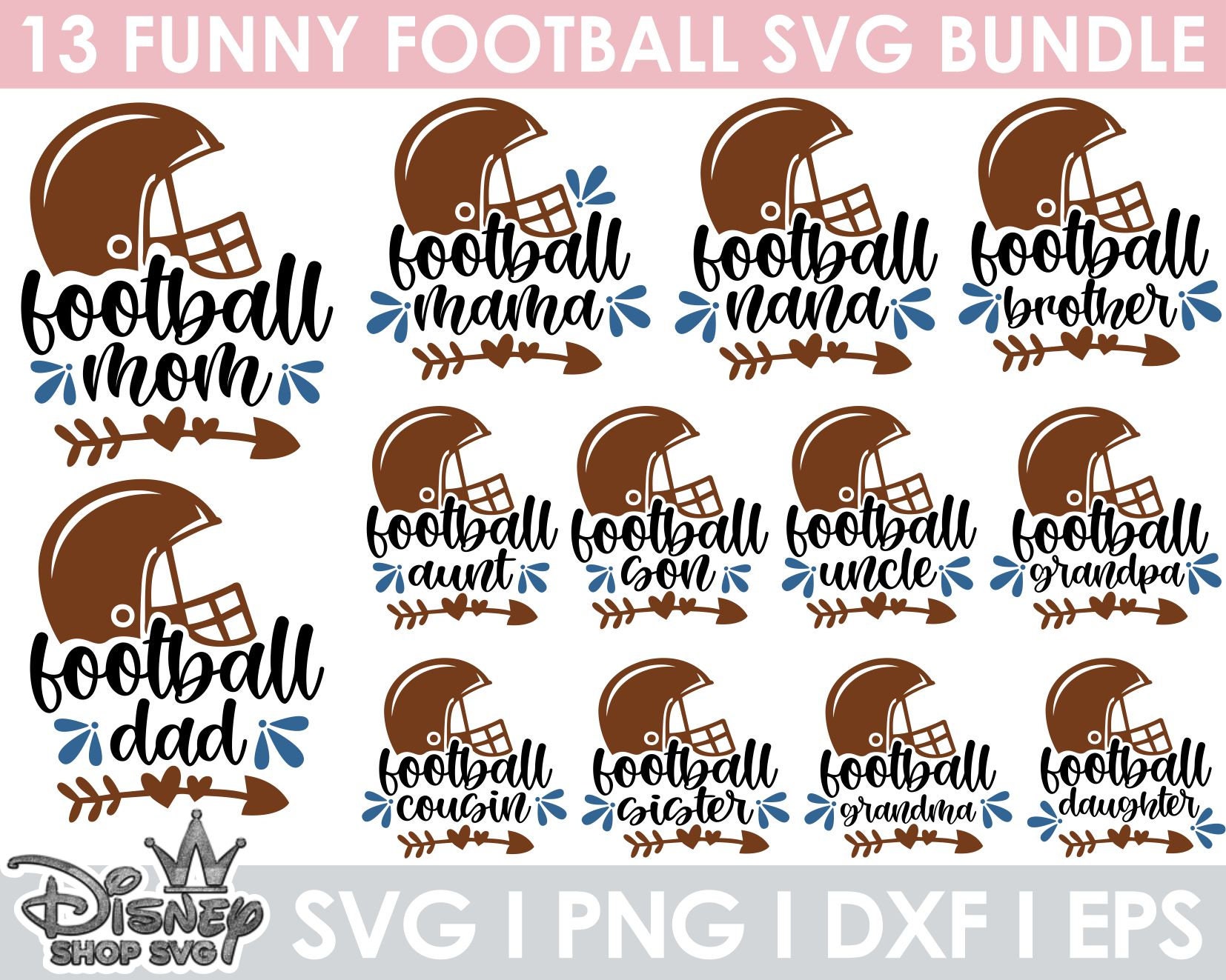 Funny Football Svg Bundle Football Team Mom Boys Kids | Etsy