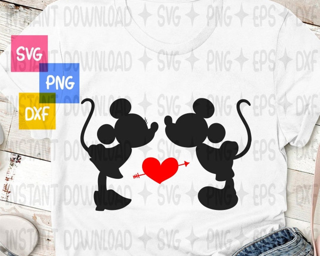 Valentines Kissing SVG / Love Mouse SVG / Love Silhouette Heart Mouse ...