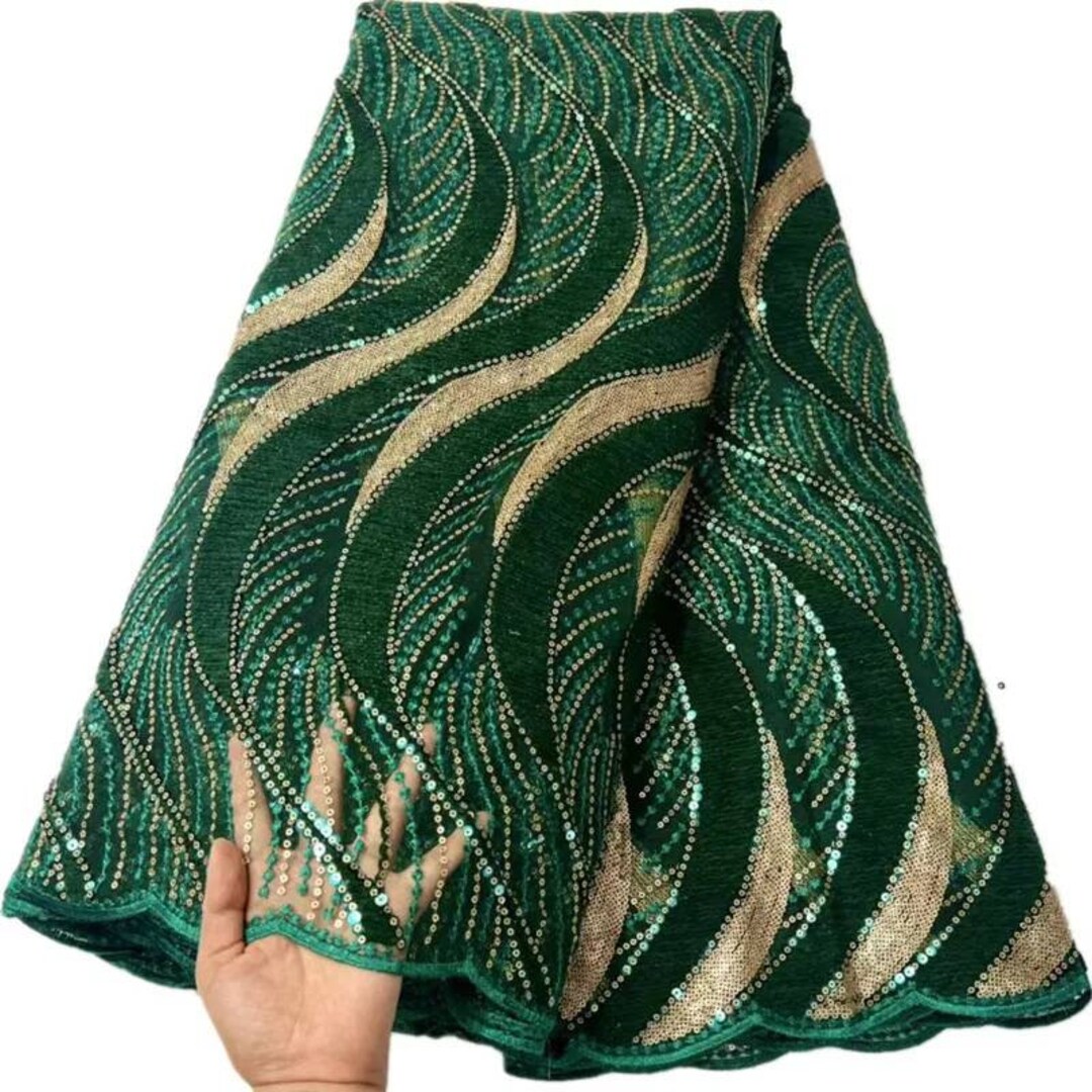 5 Yards African Sequence Lace 2022 High Quality Sequins Net Embroidery ...