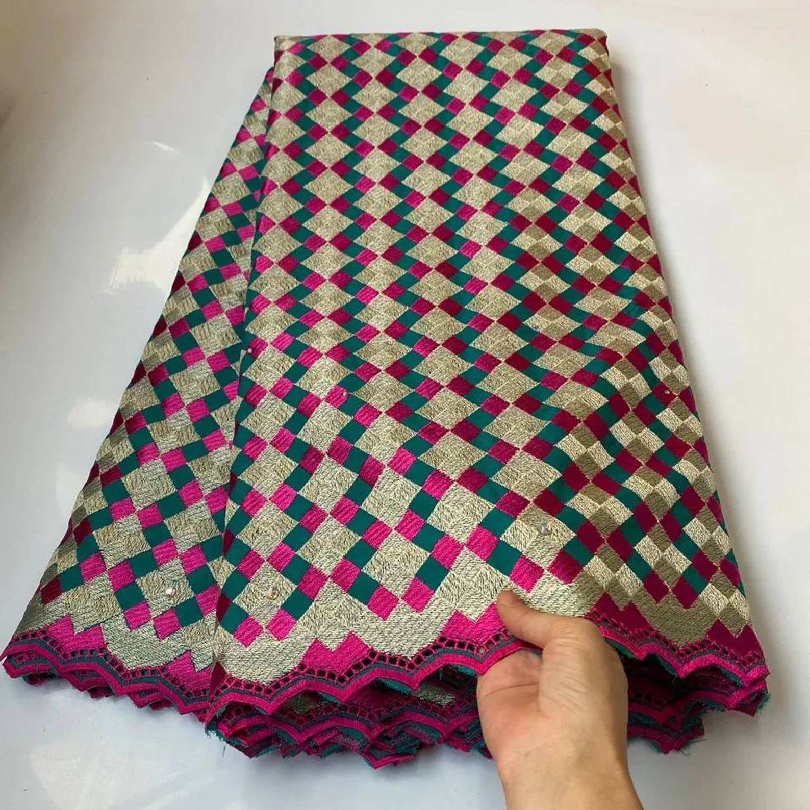 5yards 100%cotton Brode Lace Fabrics 2022 High Quality Dubai Fabrics ...