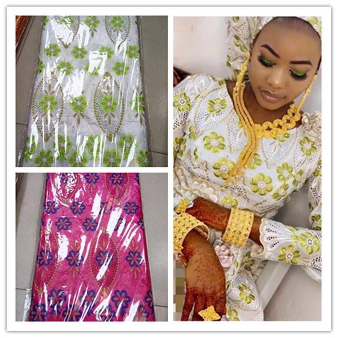 Bazin Riche Fabric Brode Autriche Cotton African Lace Materials Atiku ...