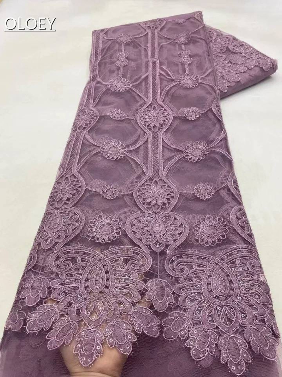 Elegant French Mesh Lace Fabric African Embroidery With Sequins ...