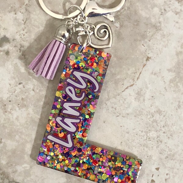 Initial Keychain - Etsy