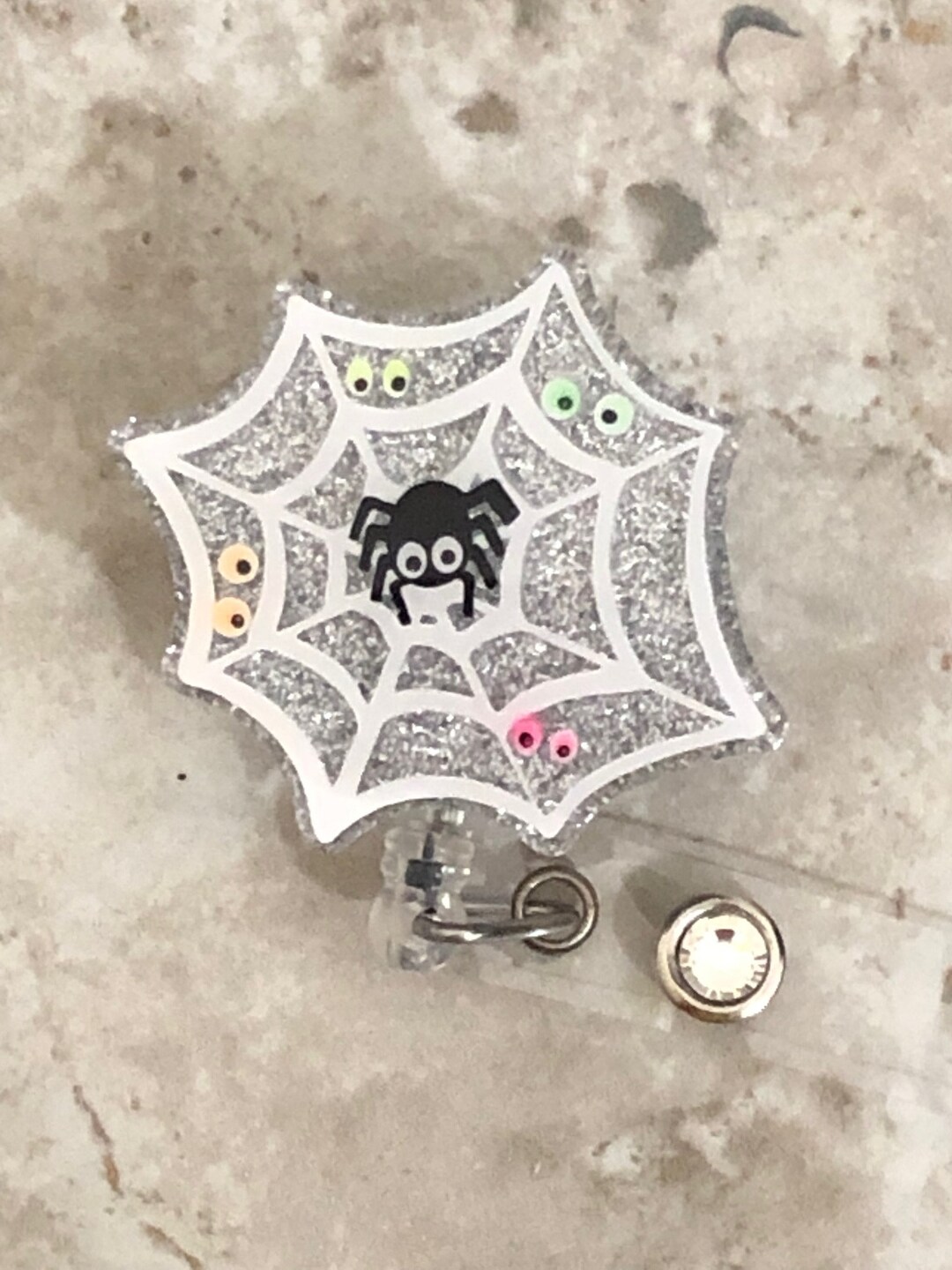 Spider Web Acrylic Badge Reel Halloween Badge Reel Spider - Etsy