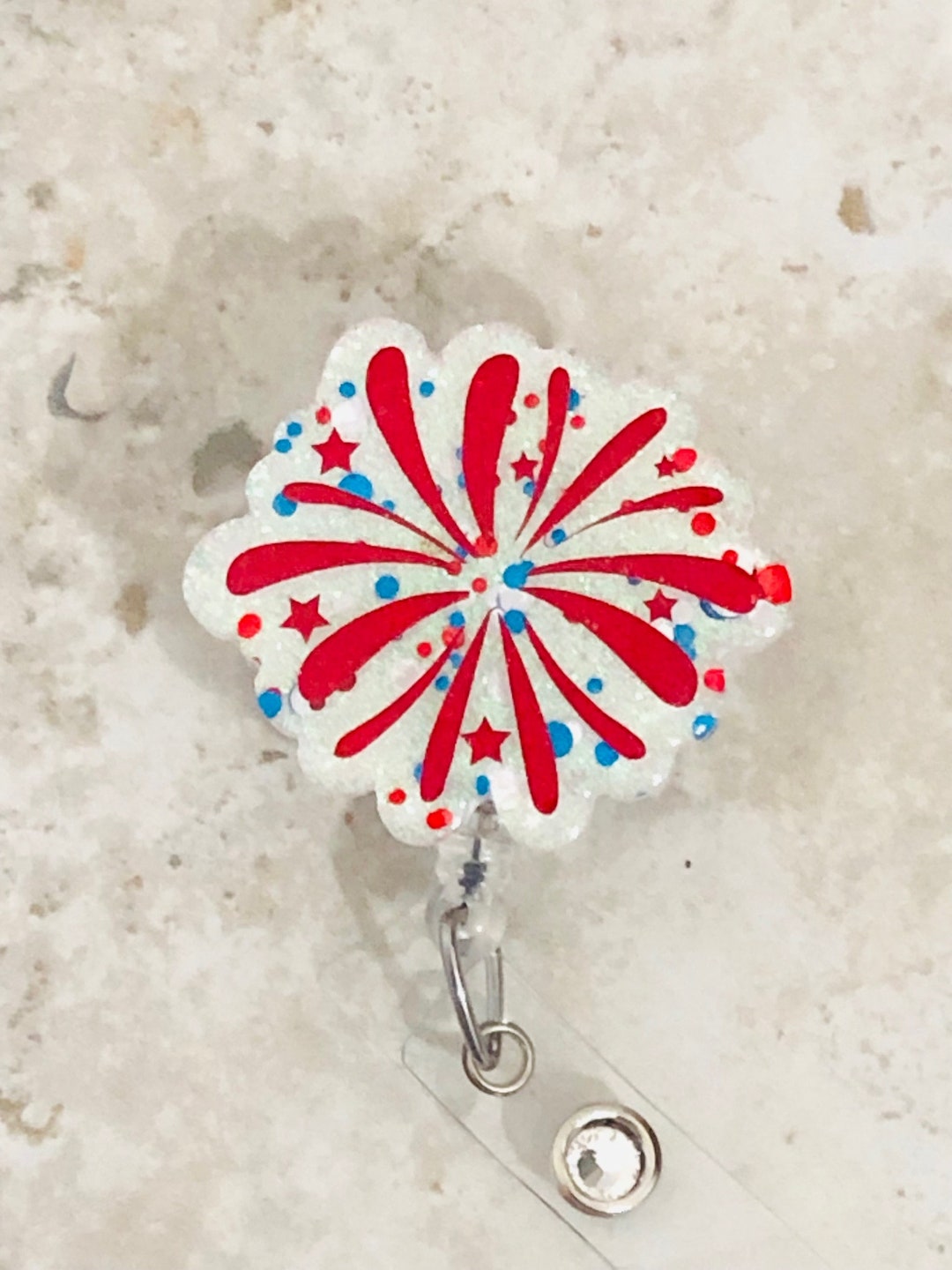 4th of July Patriotic Fireworks Acrylic Badge Reel Fireworks - Etsy
