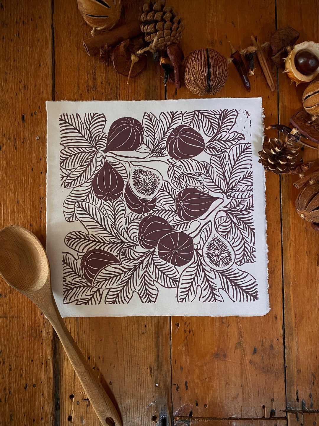 Figs Print Handmade Linocut Original Lino Print Limited Edition ...