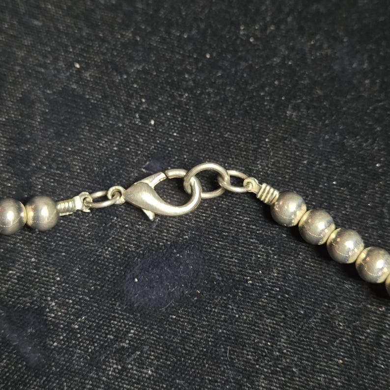 Vintage Navajo Pearl Necklace. 24” Sterling Silver Native American ...