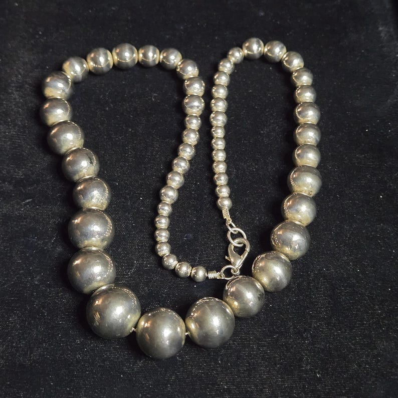Vintage Navajo Pearl Necklace. 24” Sterling Silver Native American ...