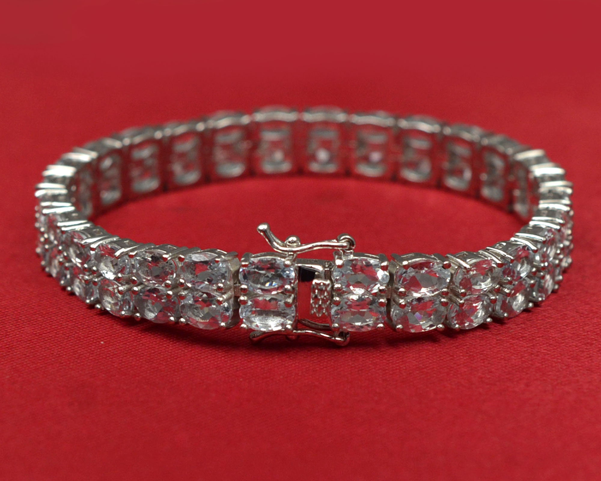 Two Line Bracelet Natural Aquamarine Bracelet 925 Silver | Etsy