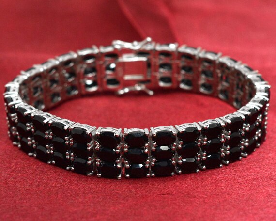 Natural Black Spinel Bracelet 925 Silver Bracelet Tennis | Etsy