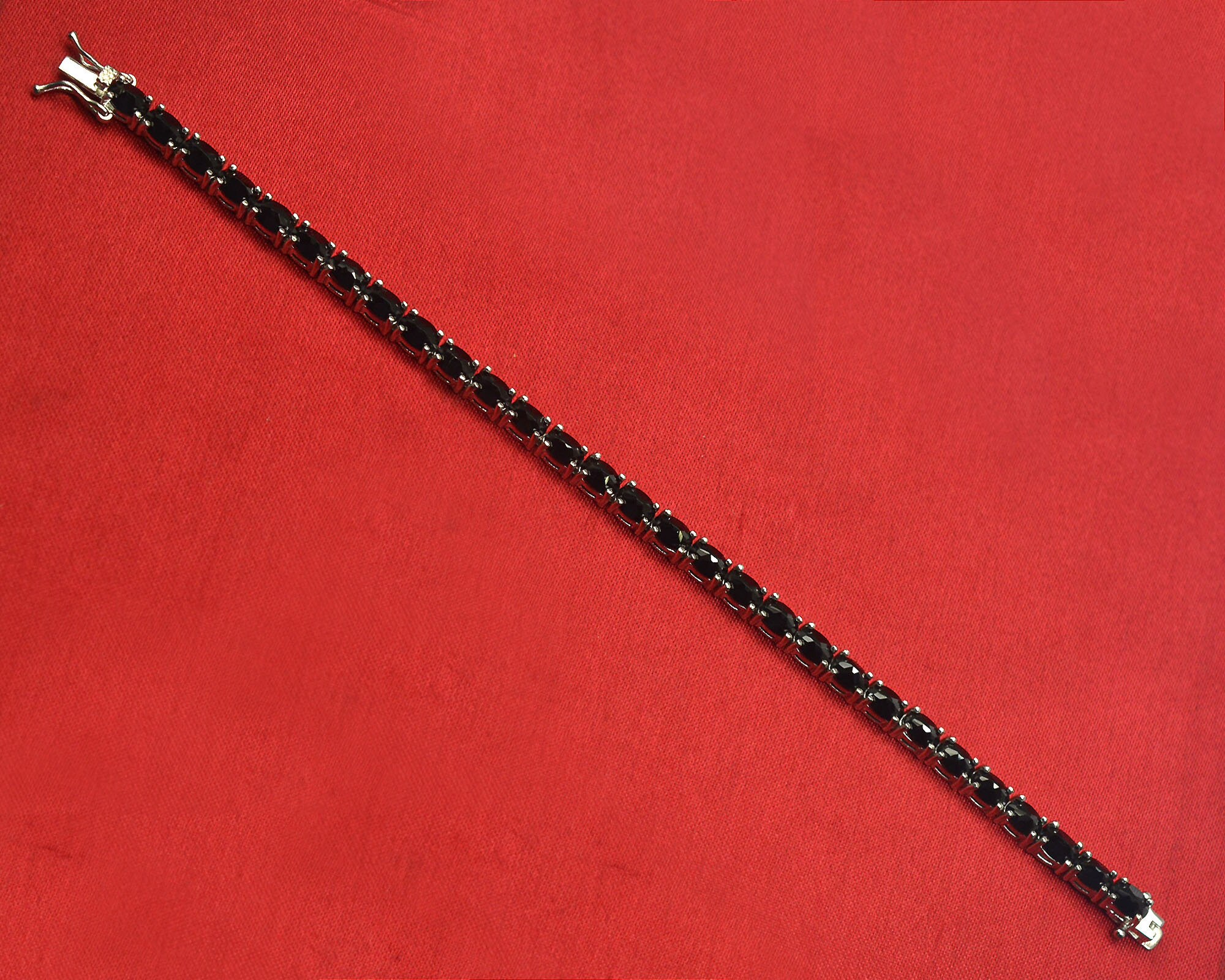 Natural Black Spinel Bracelet 925 Sterling Silver Tennis - Etsy UK