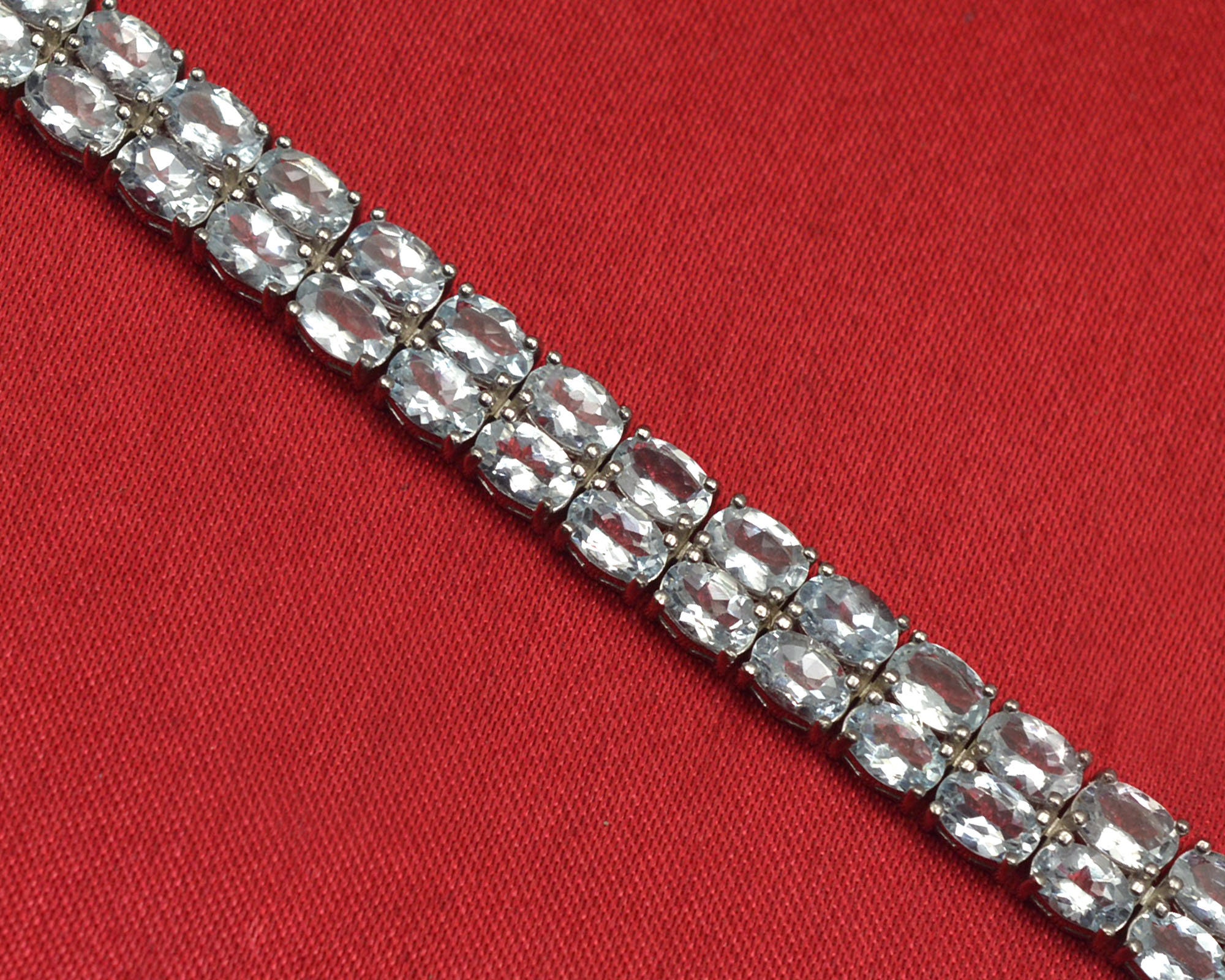 Two Line Bracelet Natural Aquamarine Bracelet 925 Silver | Etsy