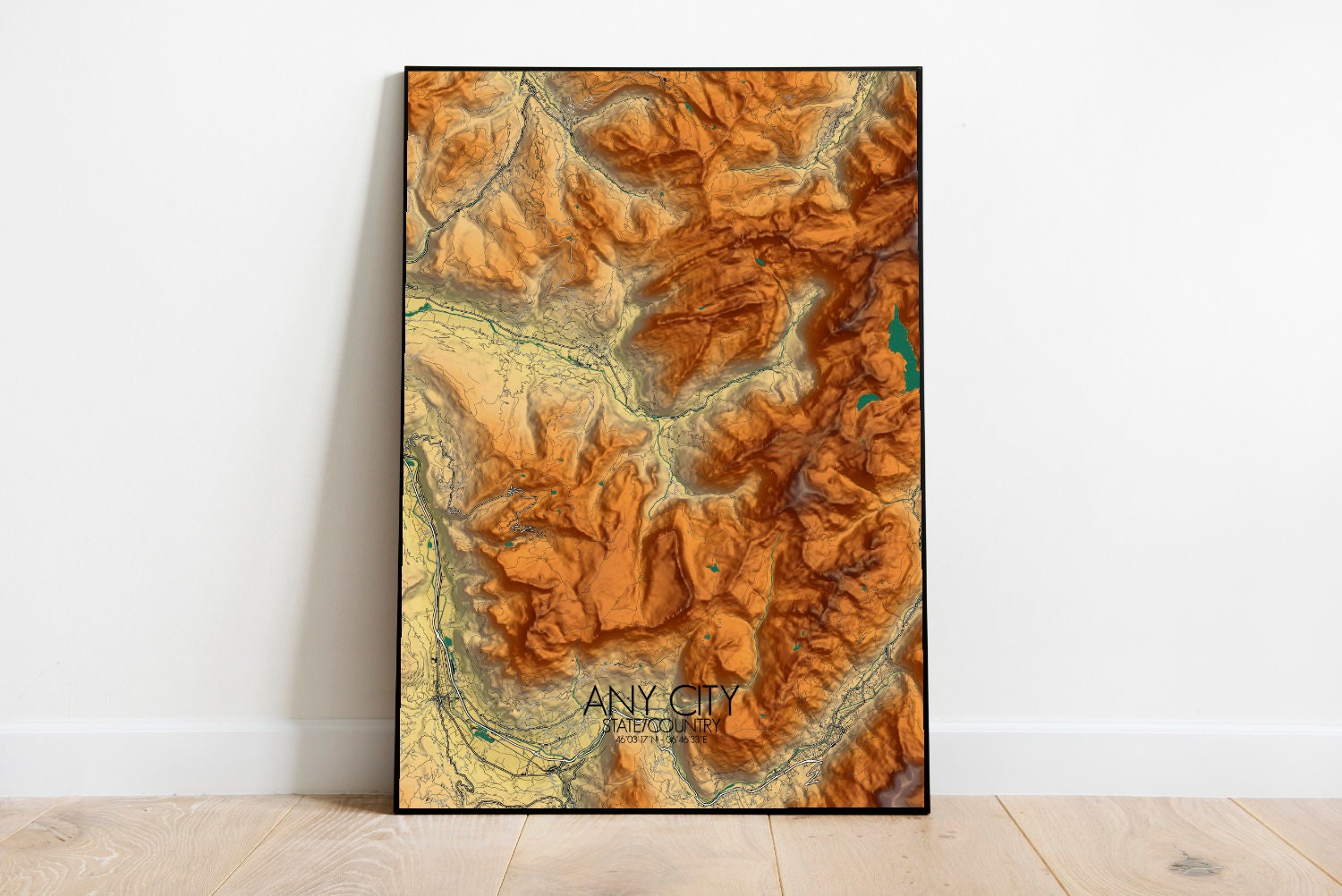 Custom Map | Elevation Map, City Map Print, Large Size, Round Shape ...
