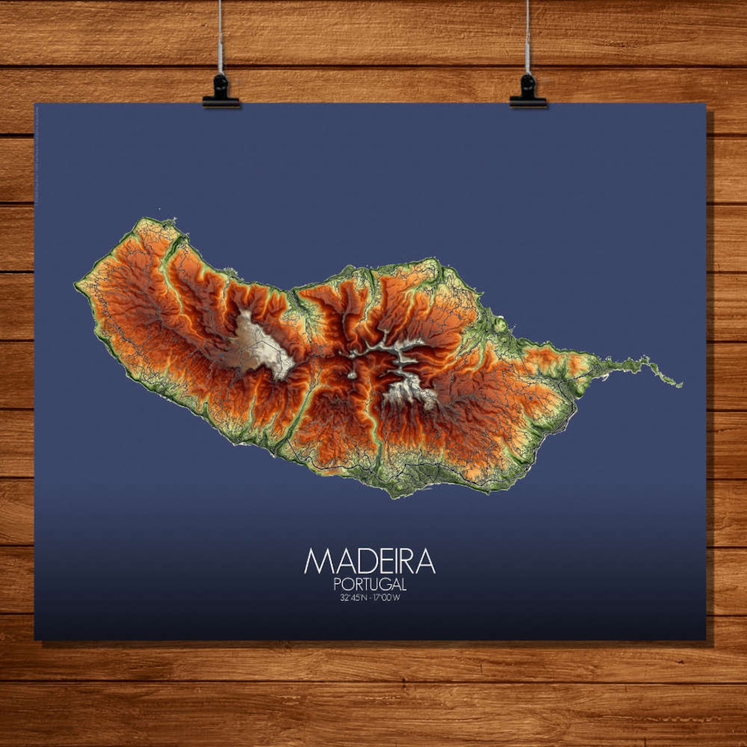 Madeira Island Elevation Map Art Print: Portugal City Streets Canvas - Etsy