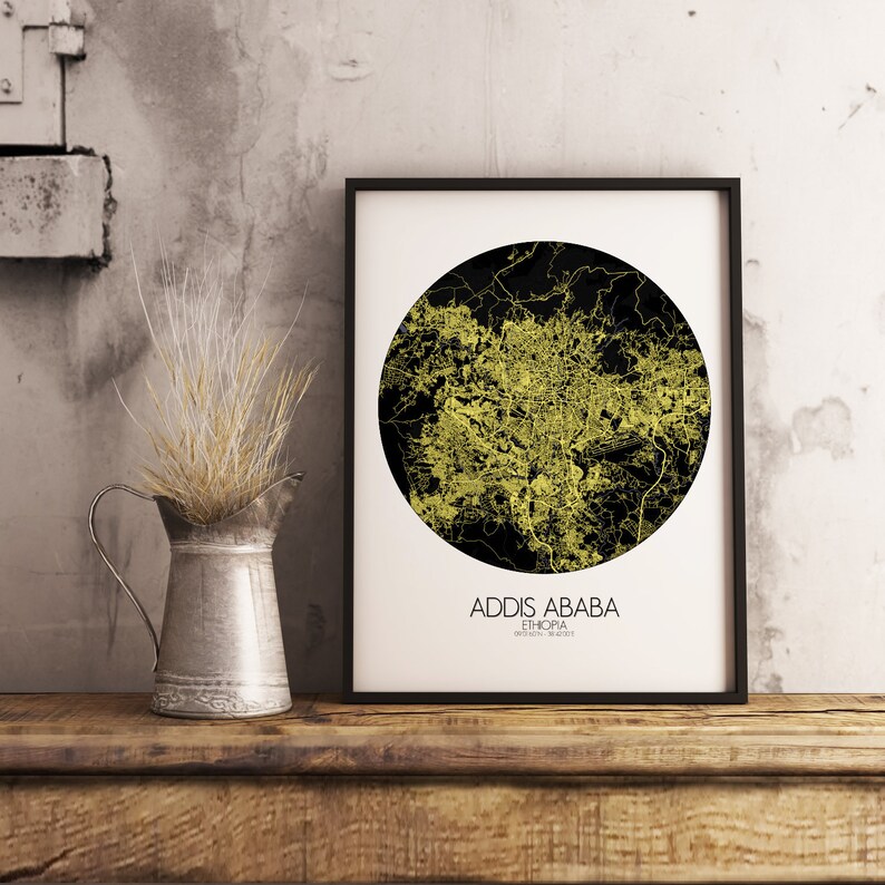 Addis Ababa City Map Print: Ethiopian Streets Art, Home Decor - Etsy
