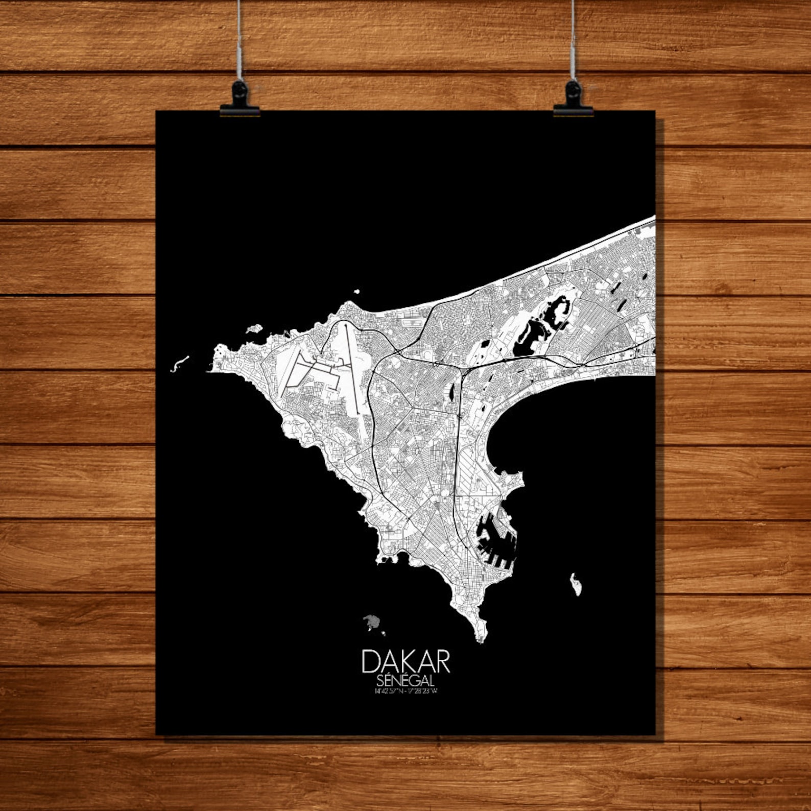 Dakar, Senegal City Map of Dakar, Canvas, City Streets Poster, African ...